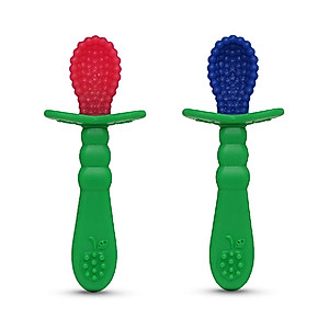 RaZbaby RaZberry Infant Training Spoon, 6m+ (Red & Blue, 2 Count (Pack of 1))