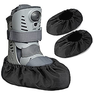 2 Pieces Walking Boot Cover Recovery Shoes Covers Non Skid Foot Brace Cover Reusable Boot Cover Waterproof Cast Rain Cover(Black,Medium)