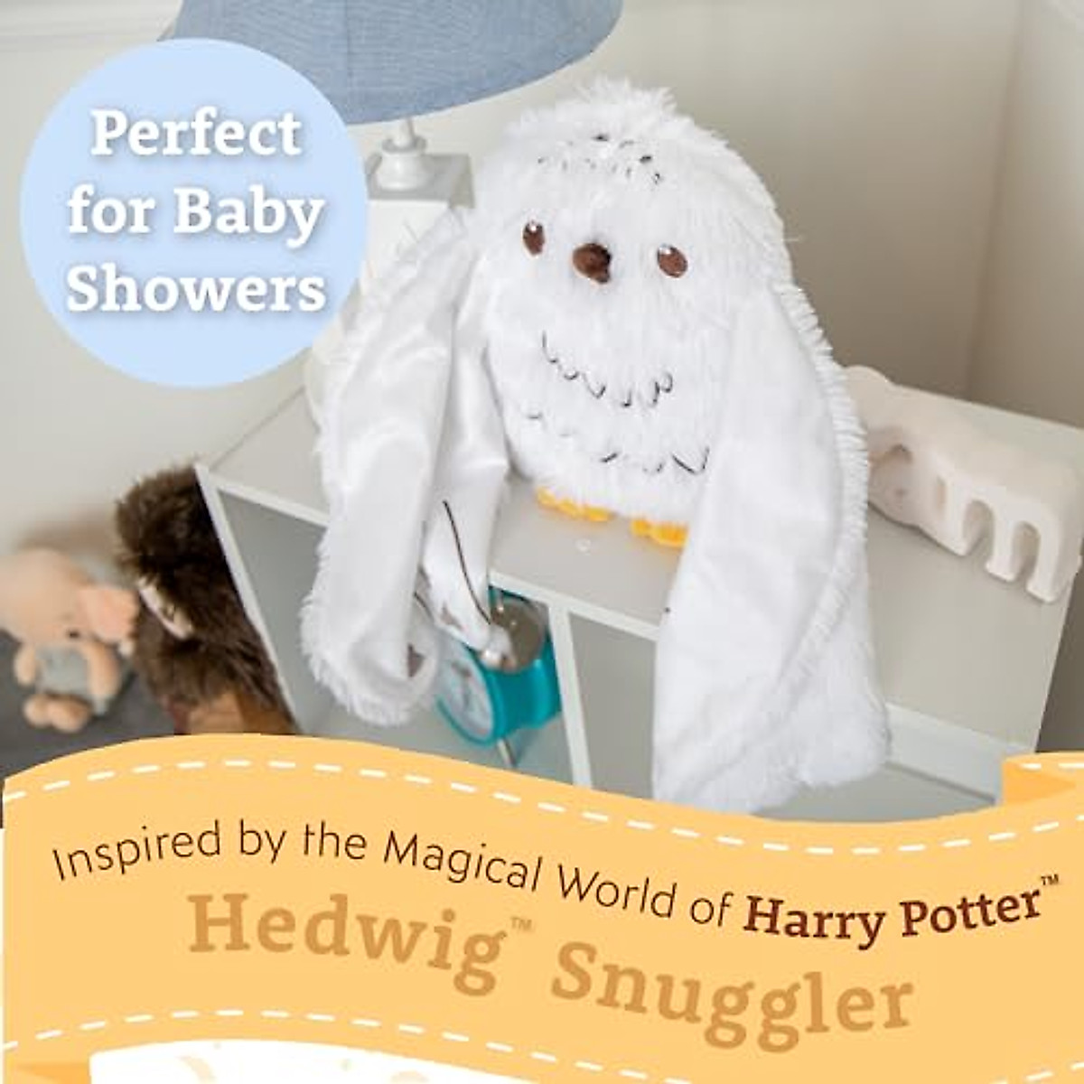 KIDS PREFERRED Harry Potter 9 Inch Tall 26 Inch Wingspan Hedwig Baby Lovey Security Blanket Snuggler Toy Snowy Owl Stuffed Animal for Newborn Infants and Babies