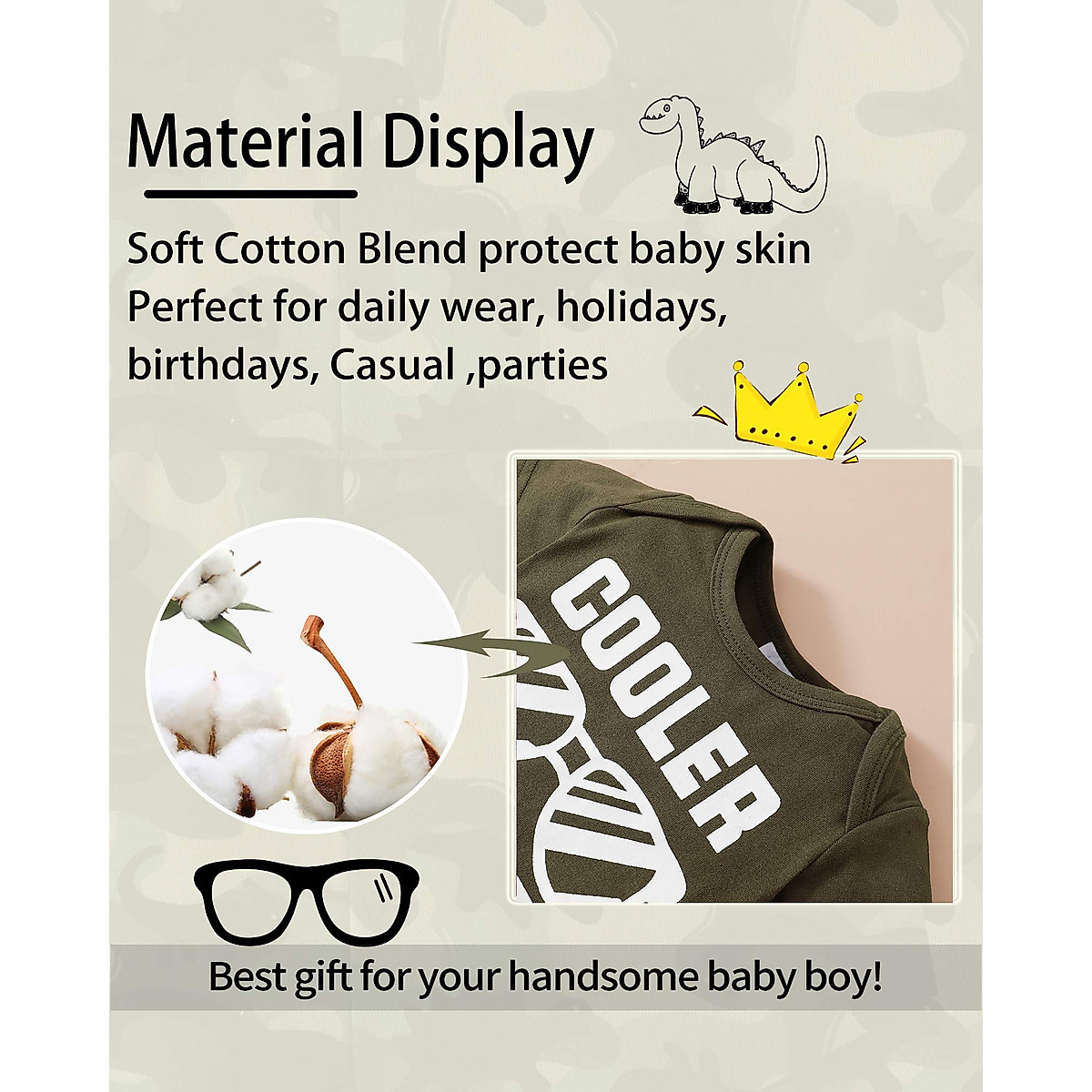 NZRVAWS Baby Boy Clothes Newborn Boy Outfit 3-6 Months Romper Short Sleeve Cooler Version Of Dad Top Camouflage Long Pants Hat 3PC Infant Clothing Set