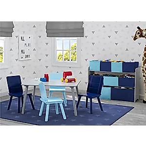 Delta Children Kids Table and Chair Set (4 Chairs Included) - Ideal for Arts & Crafts, Snack Time, Homeschooling, Homework & More - Greenguard Gold Certified, Grey/Blue