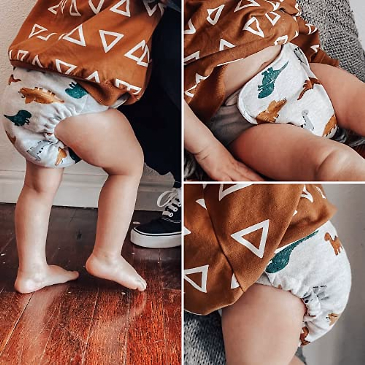 BIG ELEPHANT Baby Cloth Diaper Cover - 4 Pocket Diaper Case with 4 Color Changing Inserts Adjustable Reusable