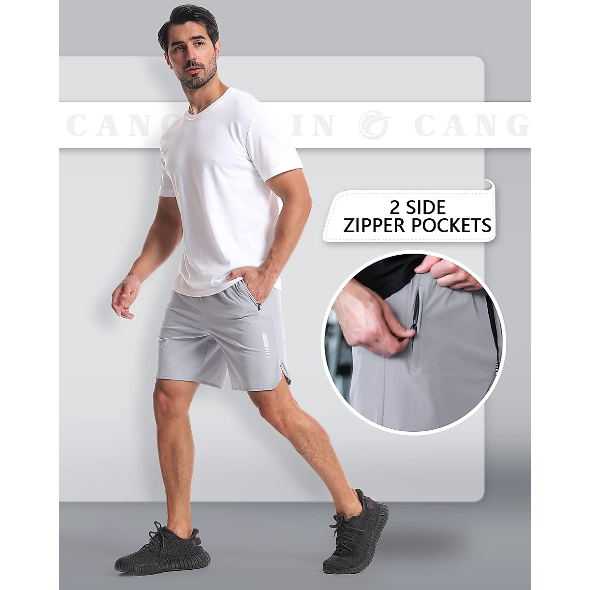 CANGHPGIN 2 Pack Mens Workout Athletic Shorts 7 inch Inseam Quick Dry Hiking Shorts Men Lightweight Sports Gym Shorts Running