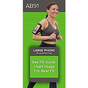 Tune Belt AB91 Cell Phone Armband Holder Case for iPhone 13/13 Pro, 12/12 Pro, 11, 11 Pro Max, XS Max, XR, Galaxy S20/S21 Plus & More for Running & Working Out (Black)