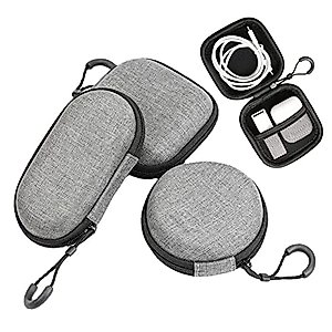 3 Pack Earbud Case, BetterJonny EVA Hard Earphone Carrying Case Portable Storage Earbud Pouch Case Mini Earbud Pouch for Bluetooth Ear Buds USB Adapter Cable Coin Pouch Wallet (Grey)