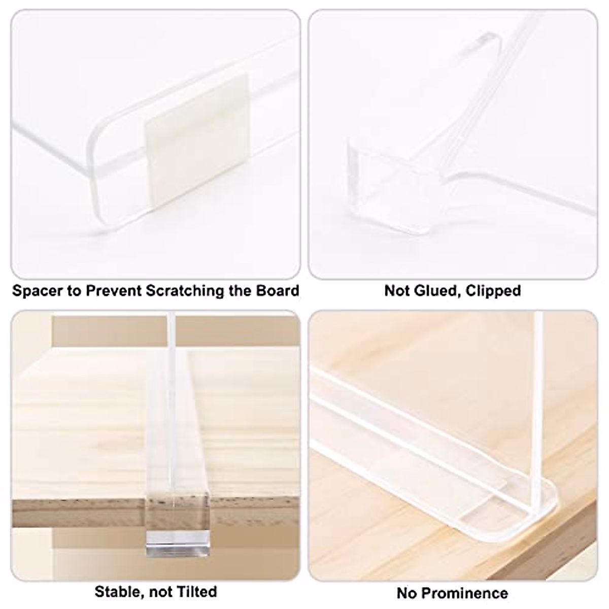 Markdang 6 Pcs Acrylic Shelf Dividers (Shelves Less Than 0.8" Thick) for Closet Organization Clear Closet Shelf Divider for Closets Book Shelves Purse and Sweater Organizer Craft Room Organizers