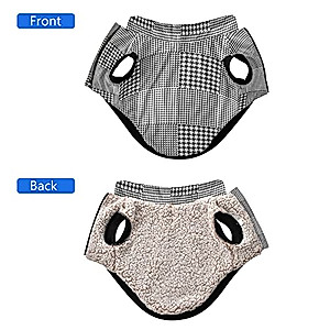 Kigai Black Houndstooth and Plaid Tartan Dog Coat Fleece Warm Windproof Pet Clothes for Snow Cold Weather, Soft Cozy Breathable Dog Winter Jacket for Small Medium large Dogs with Leash Hole Pet Coat(X