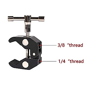 QYXINC 3Pack Super Clamp with 1/4 and 3/8 Thread Camera Clamp Mount，Crab Clamp Rod Clamp Clip for Cameras, Rods, Lights, Hooks, Shelves, Cross Bars, etc