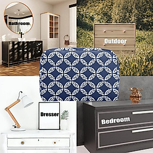 TBOUOBT Cosmetic Travel Bags, Makeup Case, Makeup Bag for Toiletries, Ethnic Navy Blue Round