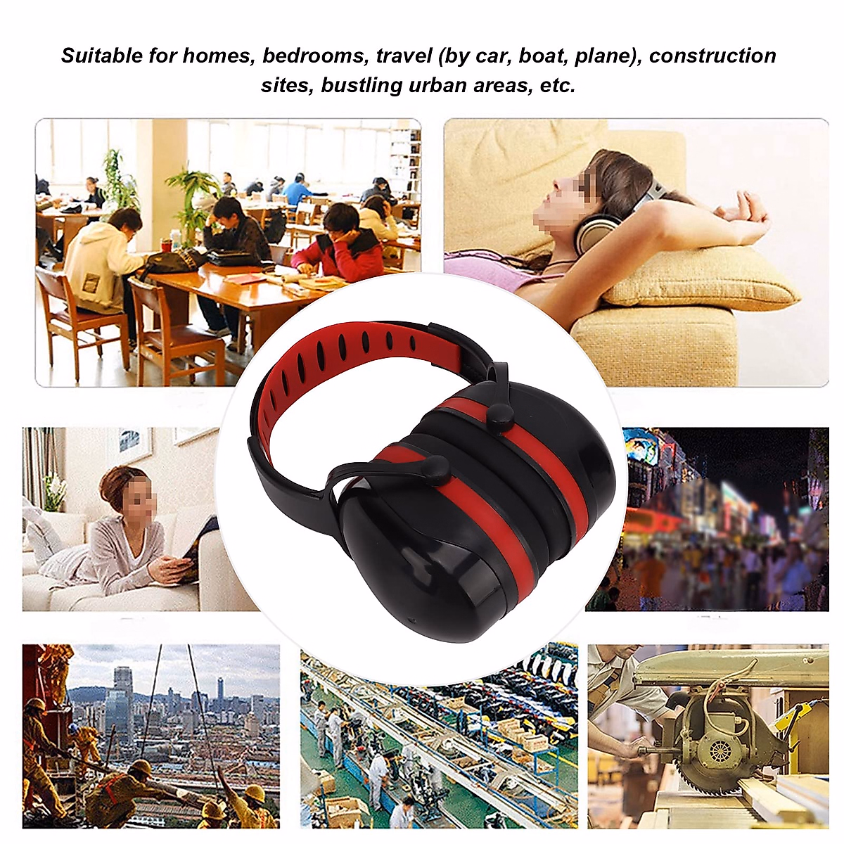 Natudeco Noise Reduction Ear Muffs Hearing Protection Earmuffs Ear Protection Defenders Headband 24dB NRR Adjustable 360° Rotating Shell for Hearing Protection