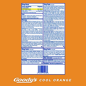 Goody's Pain Relief Powders, Extra Strength Headache Powder Cool Orange, 24 ct (Pack of 1)