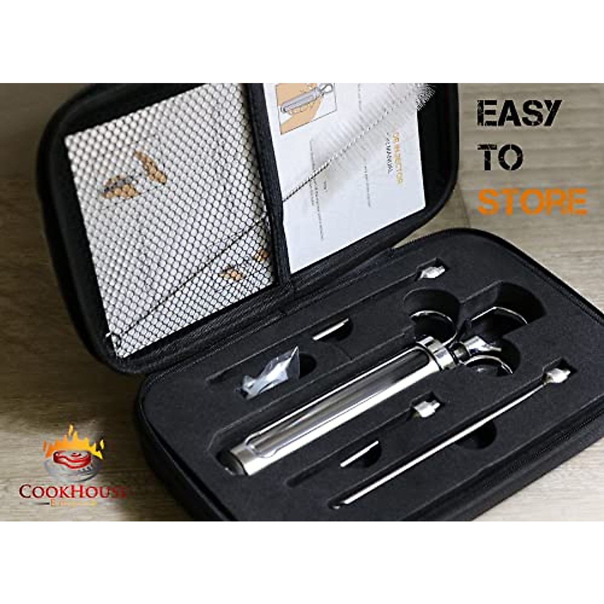 Meat Injectors for Smoking - Stainless Steel Marinade Injector Kit with Case and Window for BBQ, Grilling - 3 Syringe Needles for Injection of Flavor, Sauce - Food Injector for Turkey, Beef, Brisket