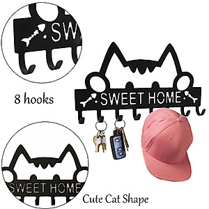 Brosay Cat Key Holder for Wall Decorative Modern Mounted Rack Small Coat Hook Cute Bathroom Wall Decor for Front Door Entryway Hallway Office Wall Organizer 1 Pcs