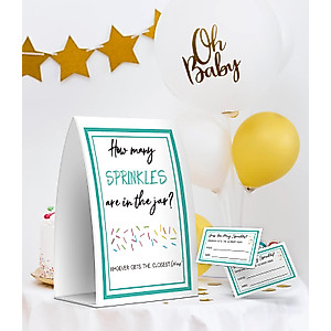 Guess How Many Sprinkles Are In The Jar, Baby Shower Games, Baby Shower Decorations - One Sign and 50 Cards(MANY023)