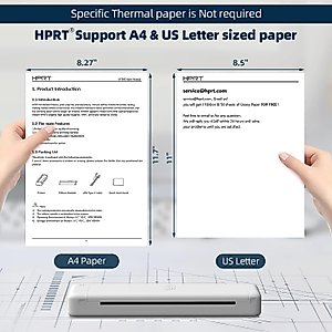 HPRT Wireless Bluetooth Small Printer MT800, Compatible with Andriod& iOS, Laptop, Computers PC,Support 8.5" X 11" US Letter & A4 Size Paper