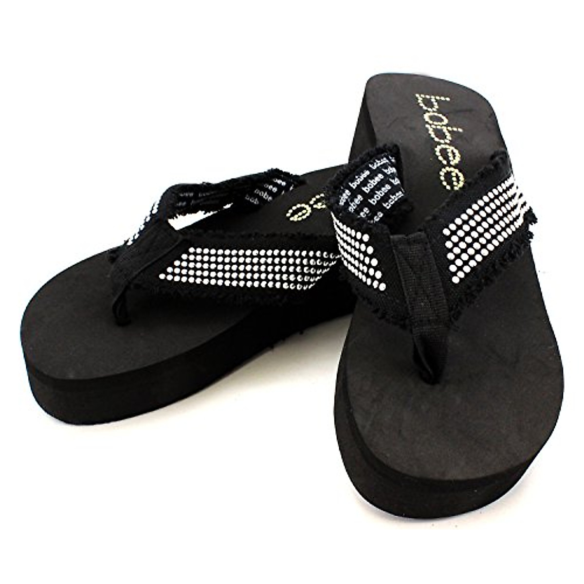 Bobee Women's 2" Platform Beach Thong Sandal Thick Strap Flip Flop Black 8