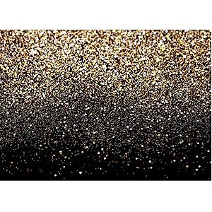 SJOLOON Black and Gold Backdrop Golden Spots Backdrop Vinyl Photography Backdrop Vintage Astract Background for Family Birthday Party Newborn Studio Props 11547(8x6FT)