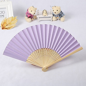 DUO ER 7 Inch Pattern Folding Dance Wedding Party Lace Silk Folding Hand Held Solid Color Fan Hand Hold Dance Fans Flower Party Gift (Color : Hot Pink)