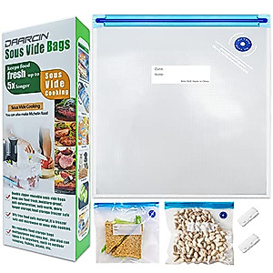 Daarcin Sous Vide Bags 20pcs 8.3x8.7in/21x22cm BPA Free Reusable Vacuum Sealer Bags Keep Food Fresh