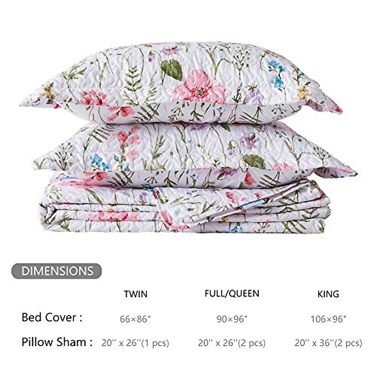 SunStyle Home Quilt Set Queen Size, Lightweight Microfiber Soft Coverlet Reversible Quilted Pattern Summer Quilt Bedspreads Comforter Set for All Season, 3 Piece Includes 1 Quilt + 2 Shams