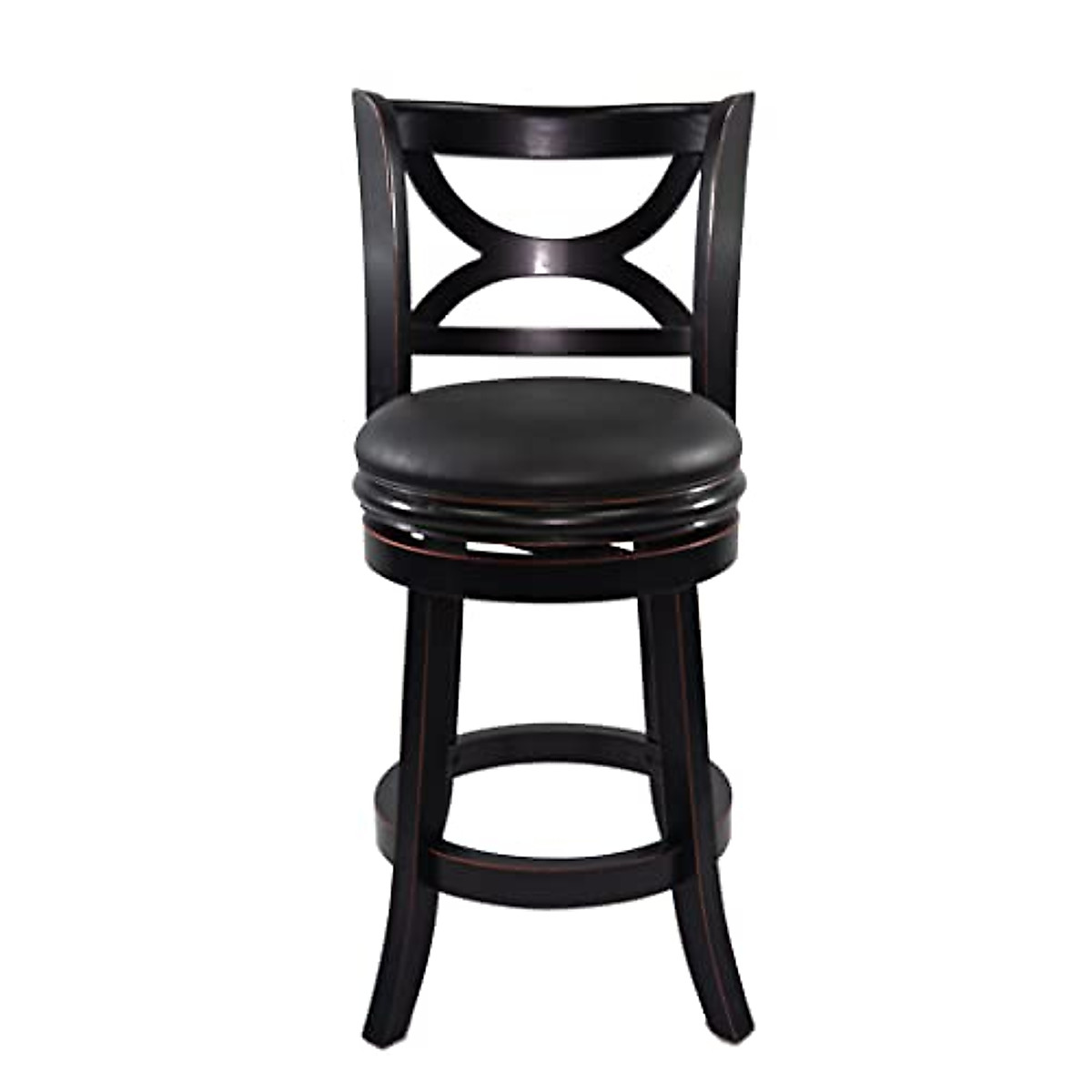 Boraam Florence 24" Counter Height Wood Swivel Stool, Black Sandthru