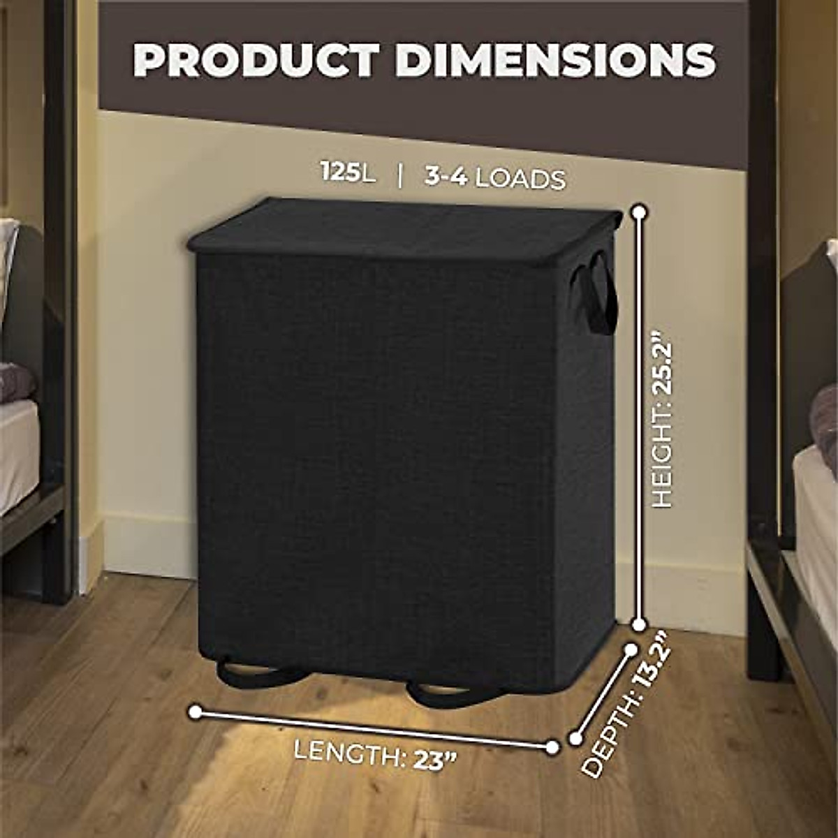 Bartnelli Double laundry hamper basket With 2 Removable bags | collapsible baskets for dirty clothes or baby clothing, Waterproof Material Outdoor-Safe foldable pop up bin, Easy Assembly