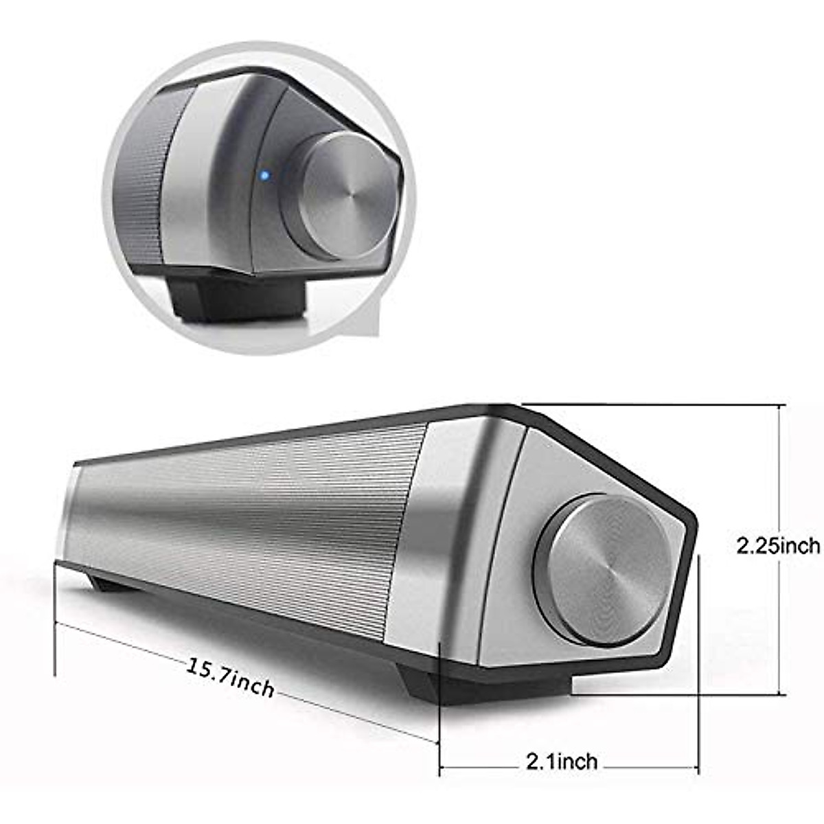 ASIYUN 2 X 5W Mini Bluetooth Sound Bar, Wired and Wireless Home Theater Audio for Cell Phone/Tablet/Projector and Support TV with AUX/RCA Output (Remote Control Included)
