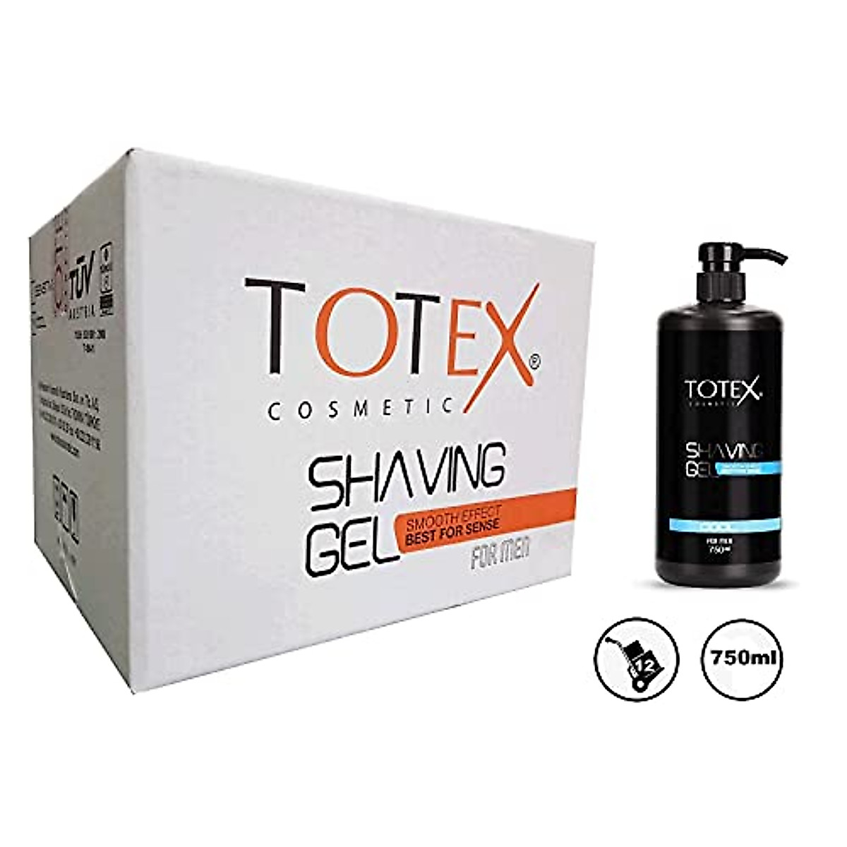 Totex Cool Shaving Shave Gel Professional Formula Sensitive Smooth Effect Best For Sense With Pump Easy Economical Use For Men & Women 750 ml