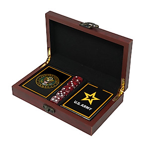 US Army Gift Set | Playing Cards & Dice | Army Rank Insignia Cards | US Army Gifts | Disabled Veteran Owned Business | Army Card & Dice Set