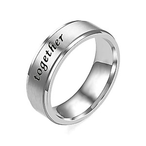 His and Hers Rings Sets for Couples, Brushed Ring Engraved "together and forever" Size 5 and Size 7 Wedding Rings for Couples Set Stainless Steel