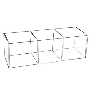 dedoot Acrylic Drawer Organizer, Clear 3 Compartment Makeup Organizer and Storage Small Clear Vanity Organizers for Makeup Brush, Home and Office Supplies, 7x2x2inch