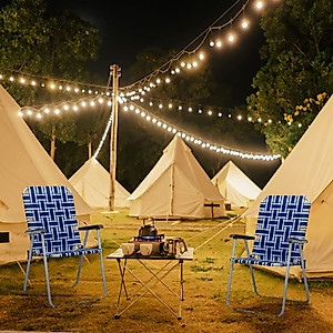 EEBUIHUI Set of 2 Folding Patio Lawn Chairs, Webbed Folding Chair Outdoor Beach Chair High Back Seat Portable Camping Chair for Yard, Garden (Blue White)