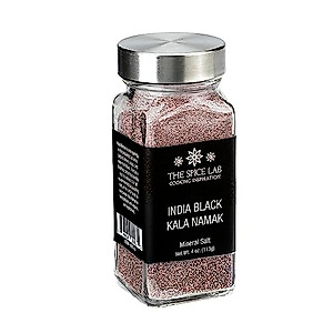The Spice Lab Kala Namak Black Salt - Indian Himalayan Black Salt - French Jar - Vegan Kala Namak Salt Pure and Natural Indian Black Salt Gluten Free - Vegan Tofu Scramble Seasoning Natural Egg Taste