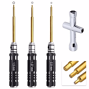Hobbypark Mini RC Allen Wrench Set 0.9mm 1.27mm 1.5mm Hex Driver Screwdrivers & Wheel Nut Wrench for Axial SCX24 1/24 RC Crawler Car Tools