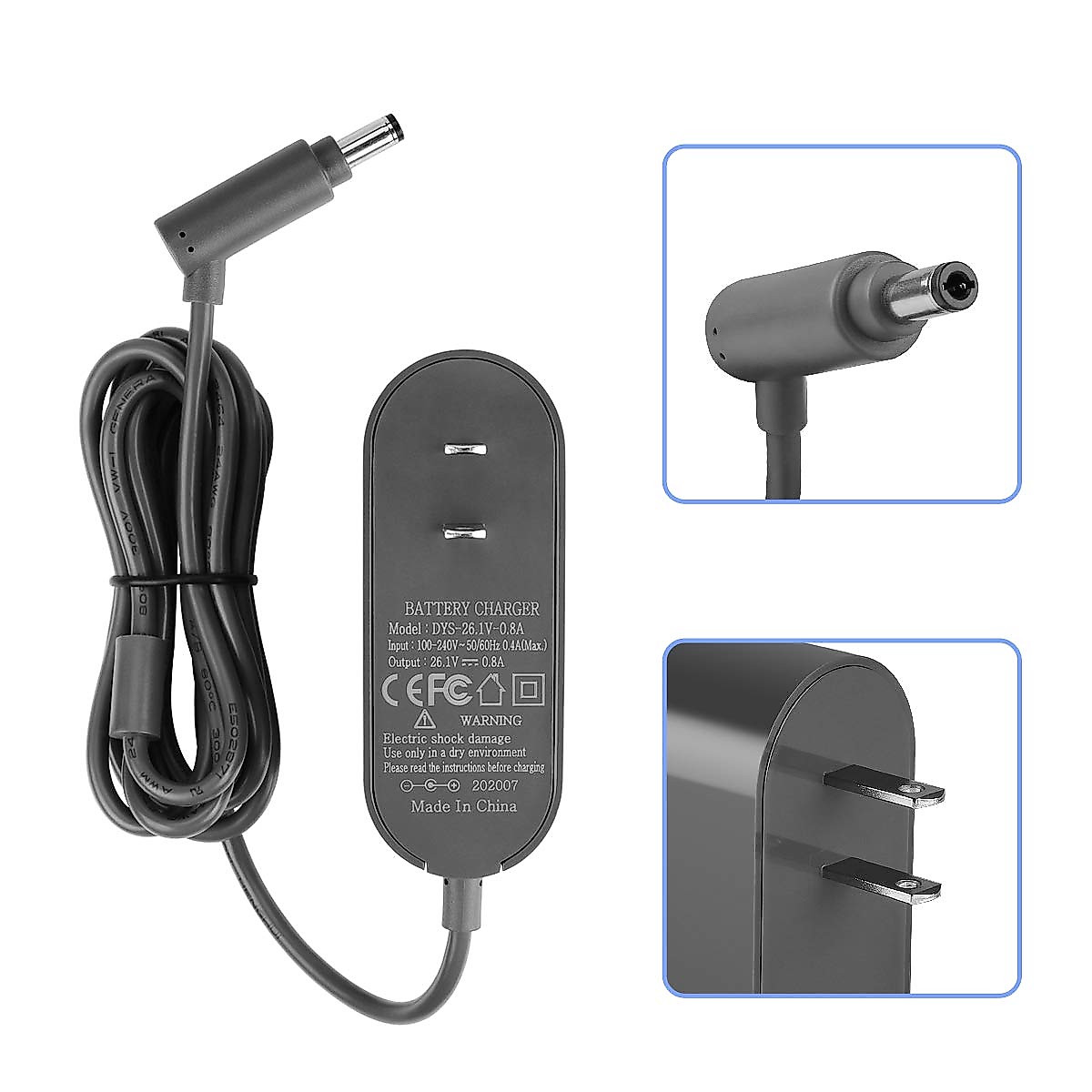 Energup 21.6V V6 V7 V8 Charger for Dyson AC Adapter, Dyson Battery Charger for DC58 DC59 DC61 DC62 SV03 SV04 SV05 SV06, Model 205720-02 Dyson Charger for Dyson Cordless Vacuum Cleaner