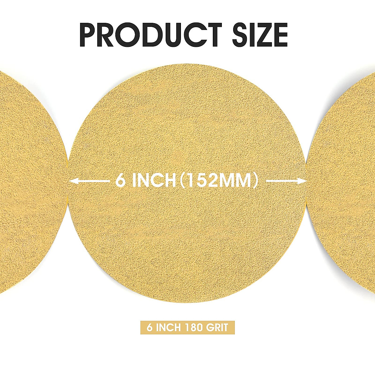 MIDO Professional Abrasive Premium 6 Inch PSA Sanding Discs 100 PCS Aluminum Oxide Sandpaper with Sticky Back 180 Grit Self Adhesive Sandpaper Roll for Orbital Sander