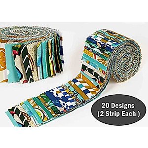 Soimoi 40Pcs Summer Print Cotton Precut Fabrics for Quilting Craft Strips 2.5x42inches Jelly Roll - Multicolor