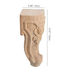4PCS Wood Furniture Legs Replacement Feet European Style Unpainted Solid Wood Carved Decoration for Sofa Couch Chair Ottoman Loveseat Coffee Table Cabine, 12x6cm/4.72"x2.36"