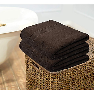 Belizzi Home Cotton 2 Pack Oversized Bath Towel Set 28x55 inches, Large Bath Towels, Ultra Absorbant Compact Quickdry & Lightweight Towel, Ideal for Gym Travel Camp Pool - Brown