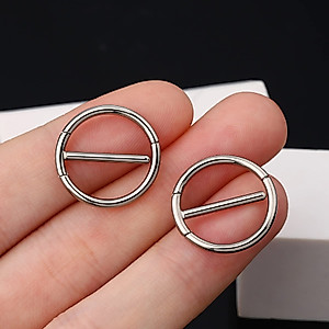 OUFER 14G Nipple Rings, Grade 23 Solid Titanium Nipple Clicker, Nipple Barbell, Round Nipple Piercing Jewelry for Women