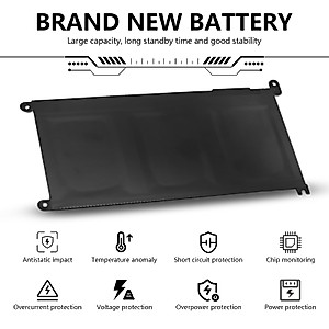 3600mAh 42WH WDXOR Laptop Battery for Dell Inspiron Notebook 13 5368 5378 5379 7368 7378 15 5565 5567 5568 5578 7560 7570 7579 7569 17 5765 5767 5770 Series WDX0R FC92N 3CRH3 High Performance 11.4V