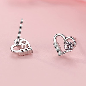 925 Sterling Silver Stud Earrings: CZ Simulated Diamond Earring Handmade Fashion Stackable Ear Rings for Women Teen Girls ED2708