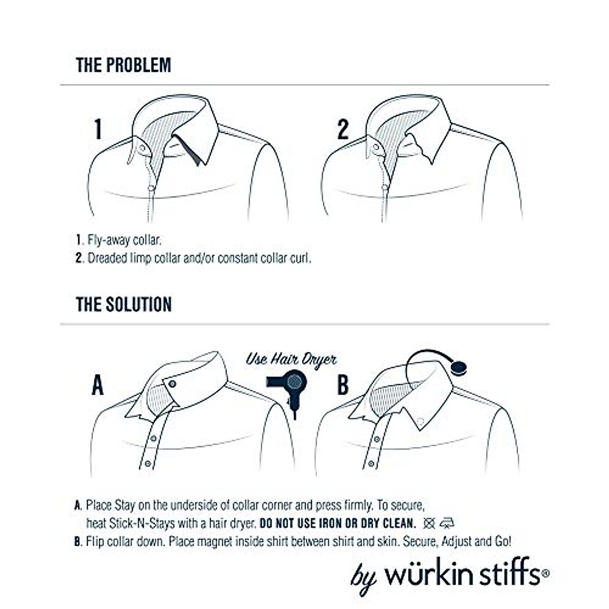 Würkin Stiffs Stick-N-Stays Magnetic Collar Stays Includes (10) Magnetic Adhesive Polo Stays and (2) Power Button Magnets | Gift for Men | As Seen on Shark Tank