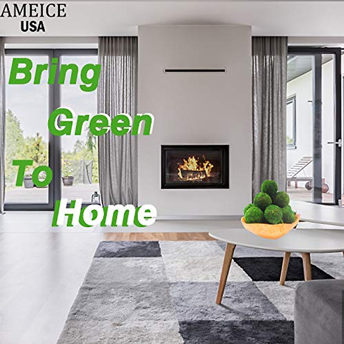 AMEICE Moss Balls Decorative Authentic Real Preserved Moss Hanging Balls for Garden Patio Home Table Decor Party &Weddings Display Props Farmhouse Style Décor（2.4" Green 12Pcs）