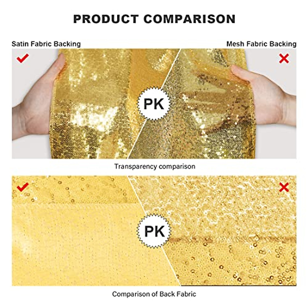 Dominiburl Sequin Backdrop Backdrop Non See Through Gold Backdrop for Party Wedding Birthday Party Decorations (4x8 Inch, Gold)