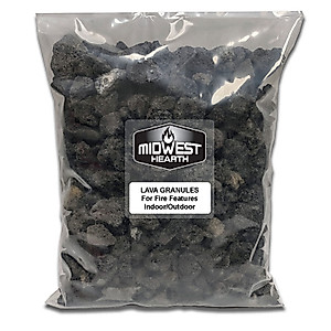 Midwest Hearth Lava Rock for Fire Pits and Gas Log Sets, Black 5/8" to 1-1/2" (10-lb Bag)