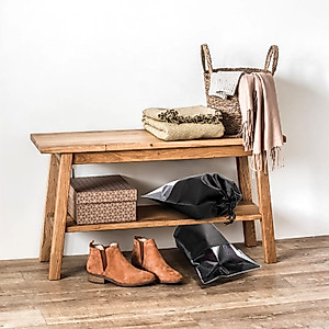 Coloch 30 Pack Non-woven Travel Shoes Bags with Rope, Black Large Shoes Packing Pouch Portable Multifunctional Organizer Bag with Clear Window for Shoes, Towel, Clothes, Toys, Home and Travel Use