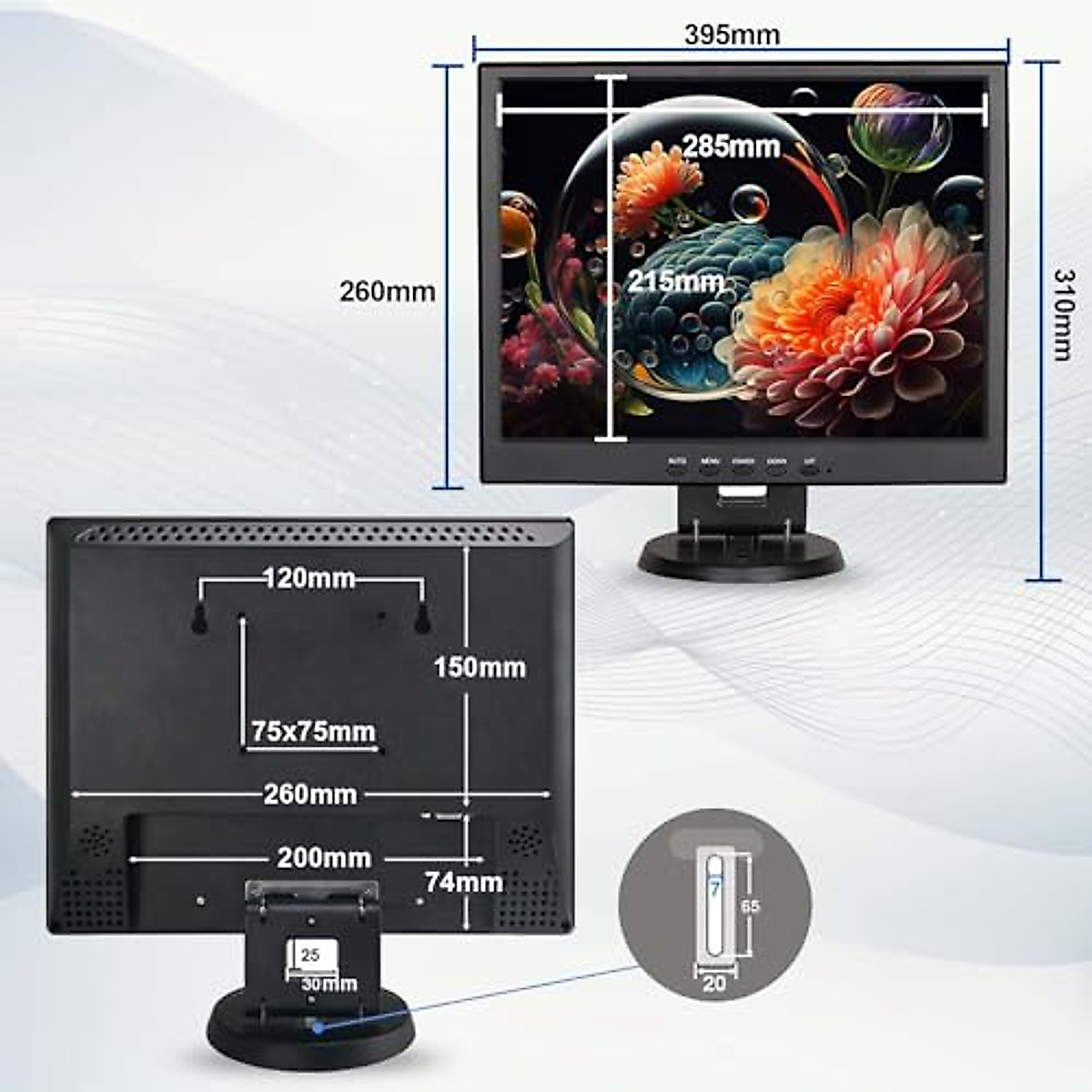 JaiHo 14 Inch LCD Security CCTV Monitor, 1024x768 4:3 Resolution Color TFT LCD Display Screen with HDMI/VGA/BNC/AV Ports for Surveillance Camera, STB and Other Video Equipment, Built-in Speaker