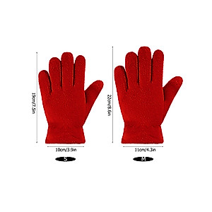 SATINIOR 3 Pairs Kids Fleece Winter Gloves Warm Full Fingers Gloves for Boys Girls Snow Outdoors Activities Supplies(5-8 Years,Red, Navy Blue)