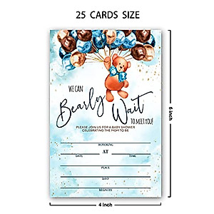 Baby Shower Invitation Set, Fill In Invites Cards, Books For Baby, Diaper Raffle, Thank You,Beasty Wait, Each Design 25 Cards & Envelopes (Total 100 Cards) – (bb009-taozhuang)